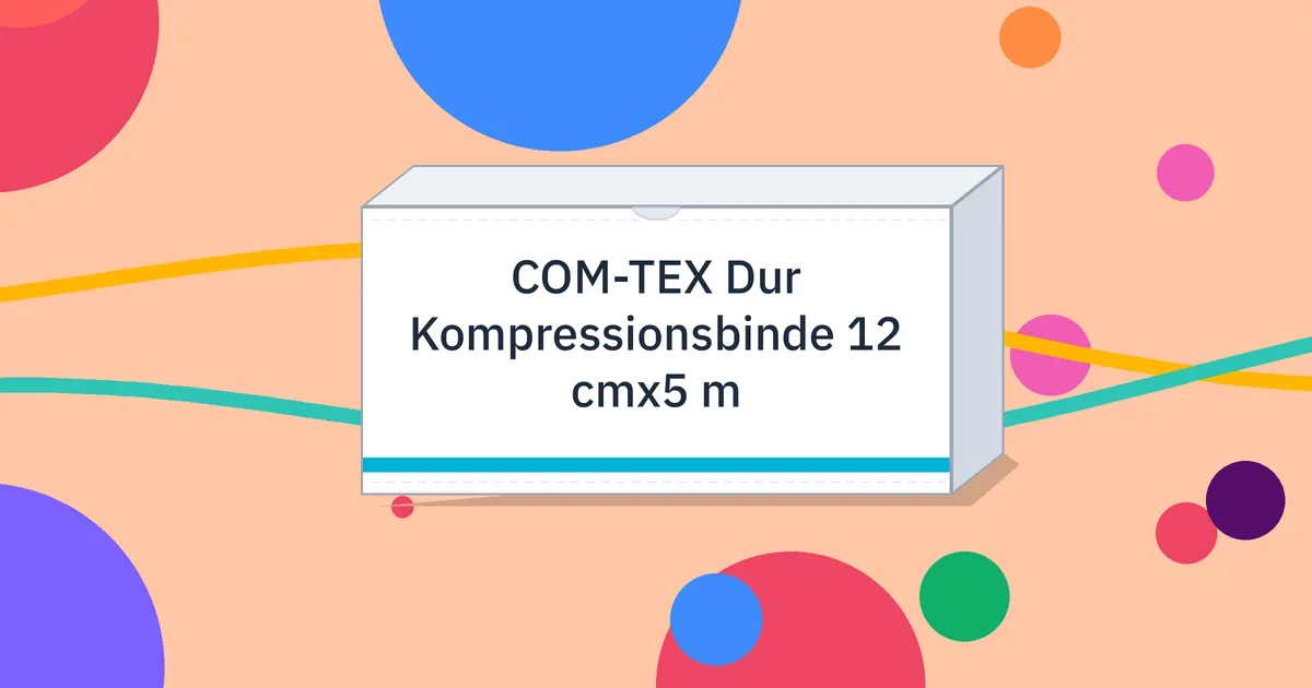 Symbolbild: Packung mit der Aufschrift COM-TEX Dur Kompressionsbinde 12 cmx5 m (PZN 04722954) – Verfügbarkeit und Bezug in Apotheken in Frankfurt am Main