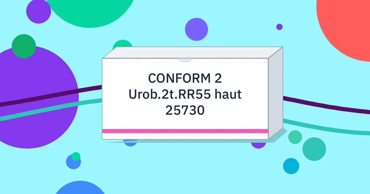 Symbolbild: Packung mit der Aufschrift CONFORM 2 Urob.2t.RR55 haut 25730 (PZN 01544558) – Verfügbarkeit und Bezug in Apotheken in Frankfurt am Main