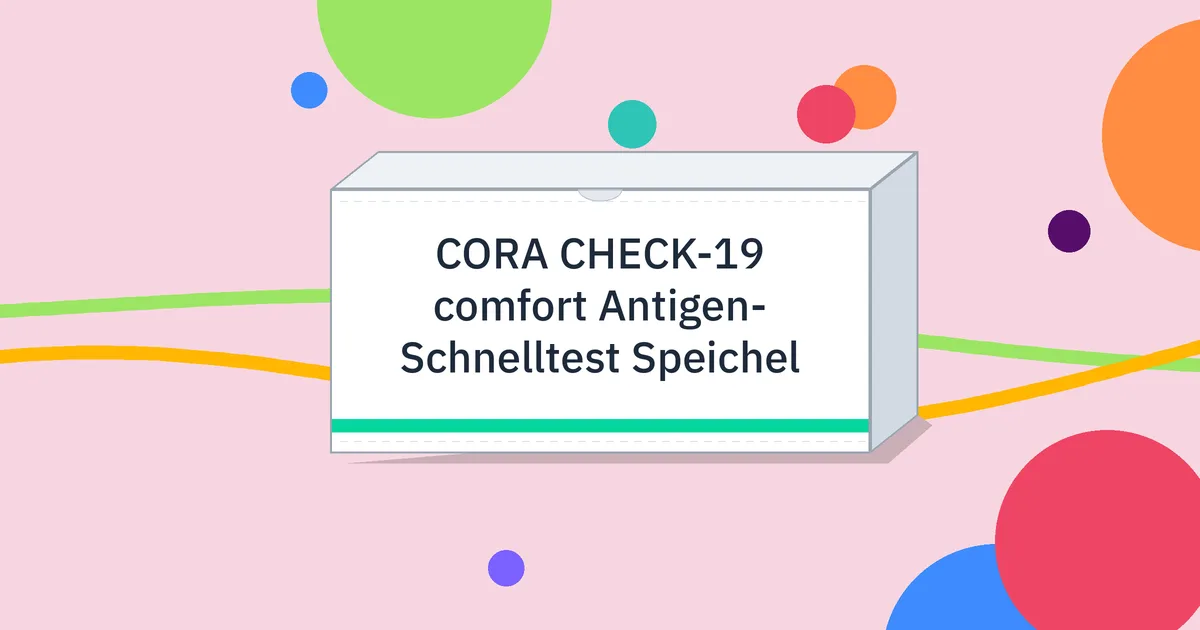 Symbolbild: Packung mit der Aufschrift CORA CHECK-19 comfort Antigen-Schnelltest Speichel (PZN 17255477) – Verfügbarkeit und Bezug in Apotheken in Frankfurt am Main