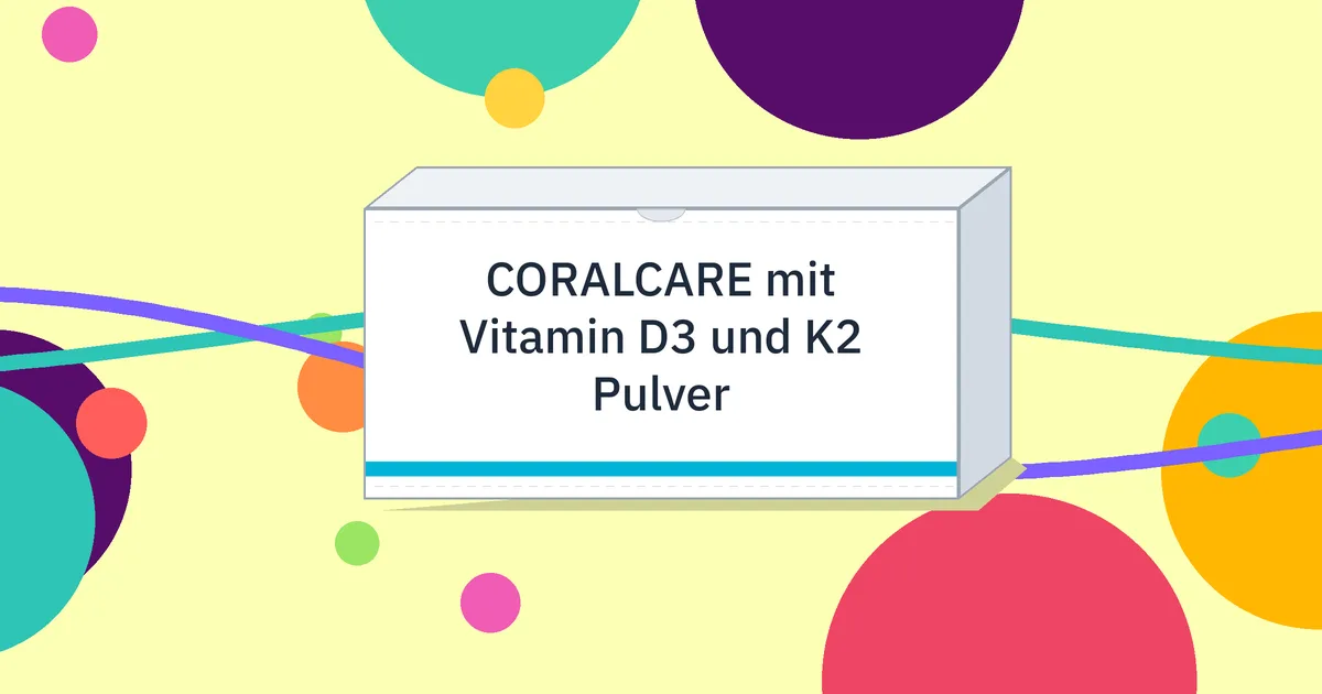 Symbolbild: Packung mit der Aufschrift CORALCARE mit Vitamin D3 und K2 Pulver (PZN 18677884) – Verfügbarkeit und Bezug in Apotheken in Frankfurt am Main
