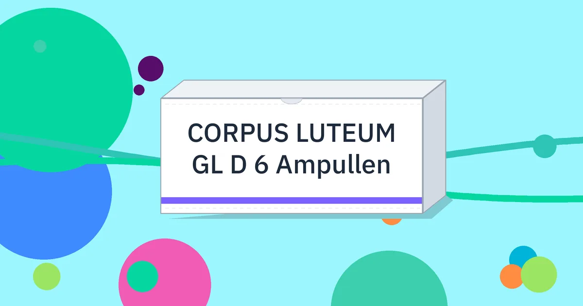 Symbolbild: Packung mit der Aufschrift CORPUS LUTEUM GL D 6 Ampullen (PZN 03360130) – Verfügbarkeit und Bezug in Apotheken in Frankfurt am Main