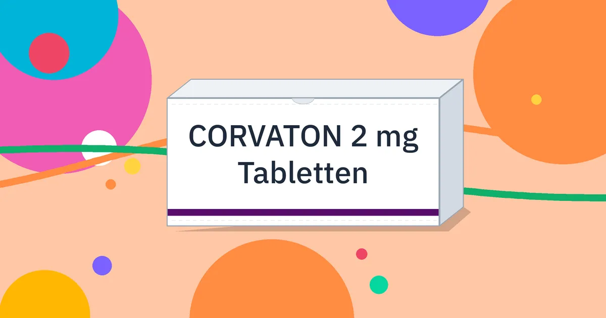 Symbolbild: Packung mit der Aufschrift CORVATON 2 mg Tabletten (PZN 08705272) – Verfügbarkeit und Bezug in Apotheken in Frankfurt am Main