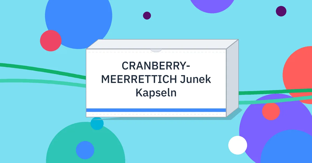 Symbolbild: Packung mit der Aufschrift CRANBERRY-MEERRETTICH Junek Kapseln (PZN 10307047) – Verfügbarkeit und Bezug in Apotheken in Frankfurt am Main