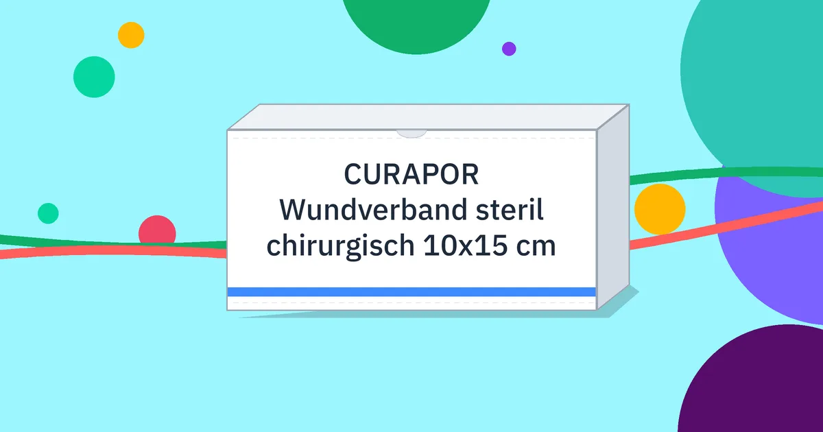 Symbolbild: Packung mit der Aufschrift CURAPOR Wundverband steril chirurgisch 10x15 cm (PZN 18834668) – Verfügbarkeit und Bezug in Apotheken in Frankfurt am Main