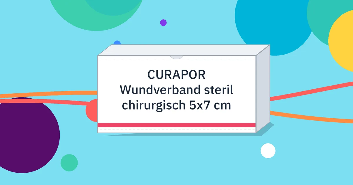 Symbolbild: Packung mit der Aufschrift CURAPOR Wundverband steril chirurgisch 5x7 cm (PZN 17451238) – Verfügbarkeit und Bezug in Apotheken in Frankfurt am Main