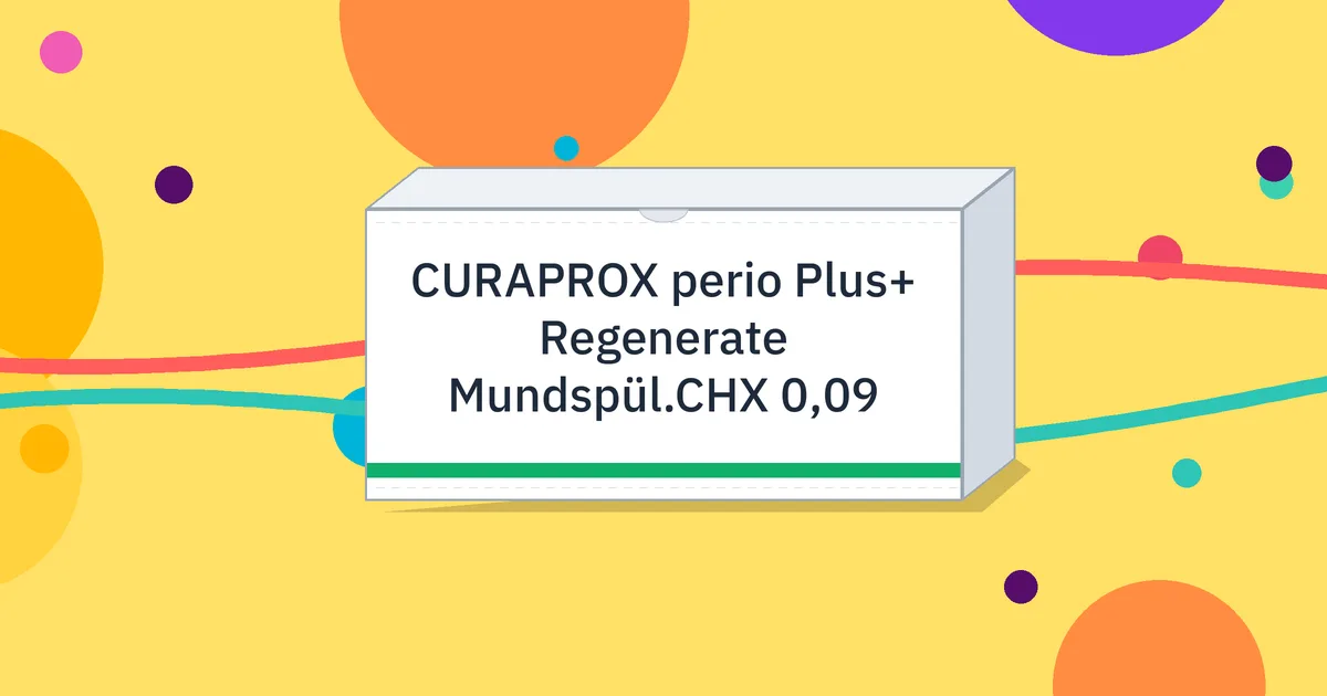 Symbolbild: Packung mit der Aufschrift CURAPROX perio Plus+ Regenerate Mundspül.CHX 0,09 (PZN 16136486) – Verfügbarkeit und Bezug in Apotheken in Frankfurt am Main