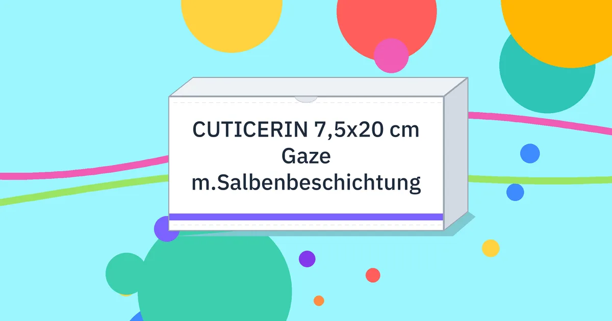 Symbolbild: Packung mit der Aufschrift CUTICERIN 7,5x20 cm Gaze m.Salbenbeschichtung (PZN 03332027) – Verfügbarkeit und Bezug in Apotheken in Frankfurt am Main
