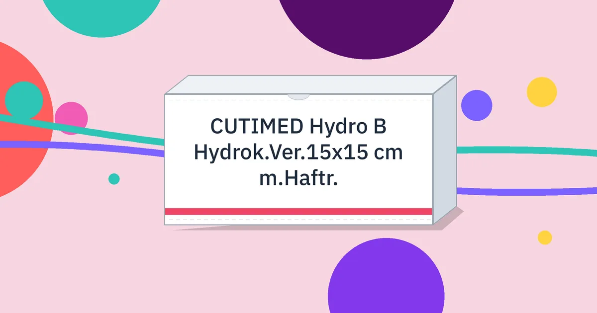 Symbolbild: Packung mit der Aufschrift CUTIMED Hydro B Hydrok.Ver.15x15 cm m.Haftr. (PZN 12654942) – Verfügbarkeit und Bezug in Apotheken in Frankfurt am Main