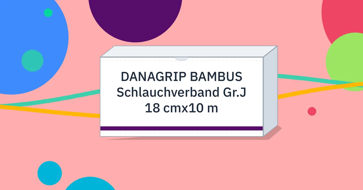 Symbolbild: Packung mit der Aufschrift DANAGRIP BAMBUS Schlauchverband Gr.J 18 cmx10 m (PZN 18368539) – Verfügbarkeit und Bezug in Apotheken in Frankfurt am Main