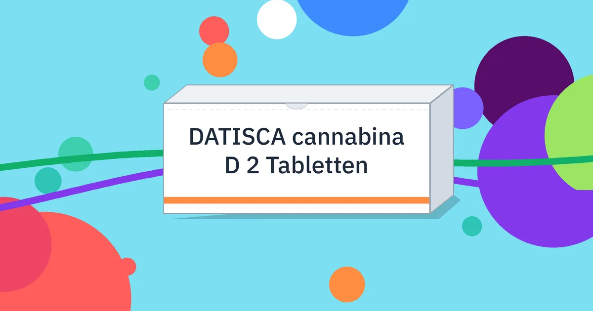 Symbolbild: Packung mit der Aufschrift DATISCA cannabina D 2 Tabletten (PZN 02897879) – Verfügbarkeit und Bezug in Apotheken in Frankfurt am Main