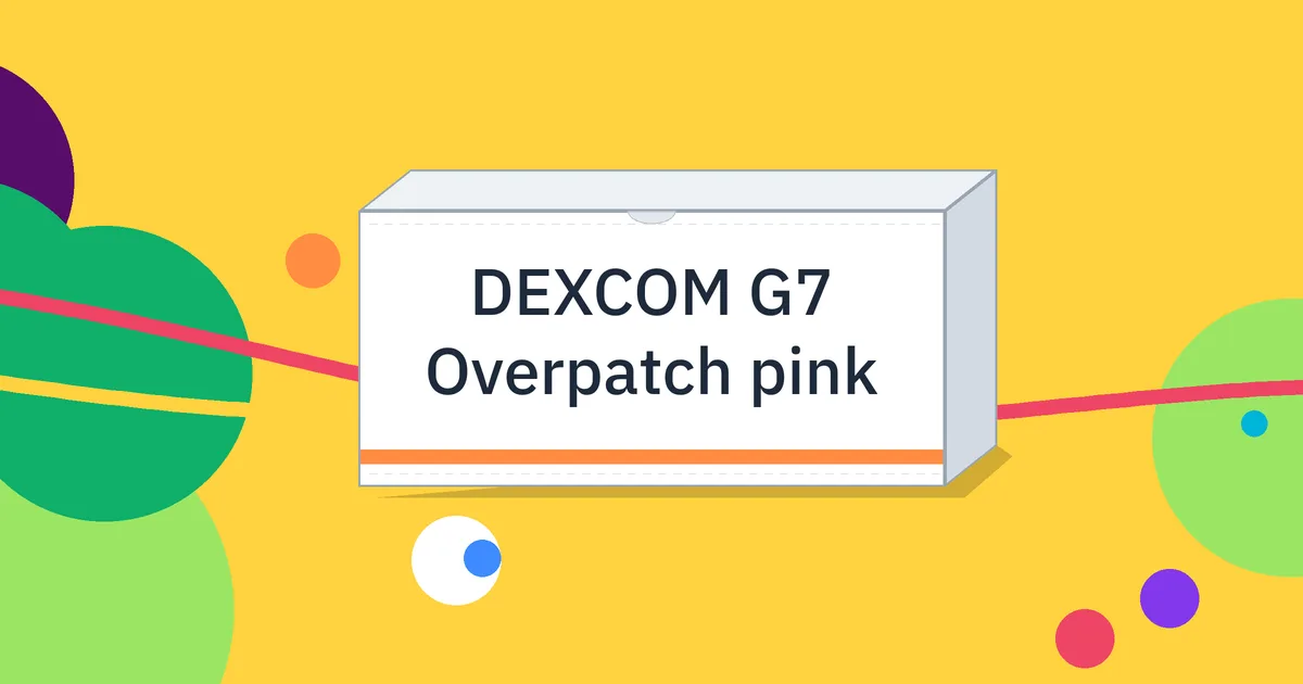 Symbolbild: Packung mit der Aufschrift DEXCOM G7 Overpatch pink (PZN 19866009) – Verfügbarkeit und Bezug in Apotheken in Frankfurt am Main