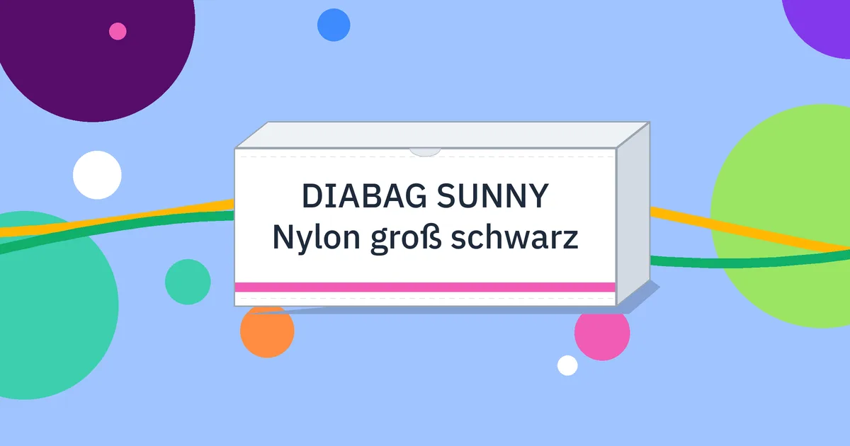 Symbolbild: Packung mit der Aufschrift DIABAG SUNNY Nylon groß schwarz (PZN 12408775) – Verfügbarkeit und Bezug in Apotheken in Frankfurt am Main