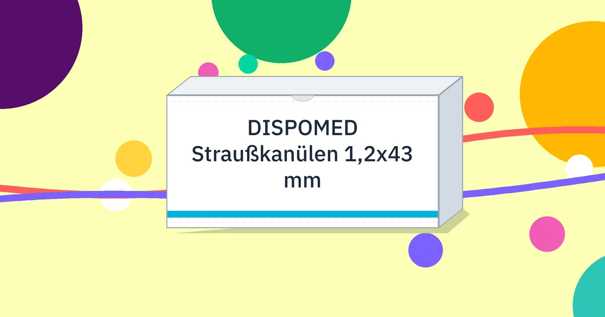 Symbolbild: Packung mit der Aufschrift DISPOMED Straußkanülen 1,2x43 mm (PZN 08485327) – Verfügbarkeit und Bezug in Apotheken in Frankfurt am Main