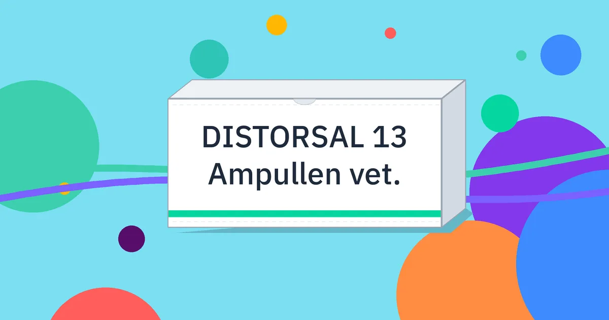 Symbolbild: Packung mit der Aufschrift DISTORSAL 13 Ampullen vet. (PZN 04902515) – Verfügbarkeit und Bezug in Apotheken in Frankfurt am Main