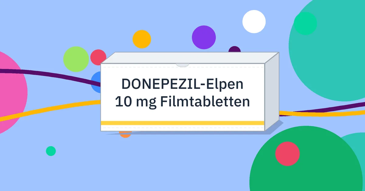Symbolbild: Packung mit der Aufschrift DONEPEZIL-Elpen 10 mg Filmtabletten (PZN 10044352) – Verfügbarkeit und Bezug in Apotheken in Frankfurt am Main