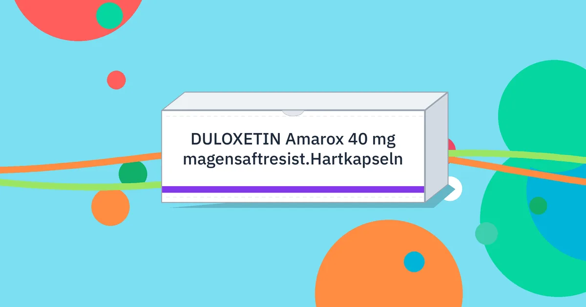 Symbolbild: Packung mit der Aufschrift DULOXETIN Amarox 40 mg magensaftresist.Hartkapseln (PZN 17932239) – Verfügbarkeit und Bezug in Apotheken in Frankfurt am Main