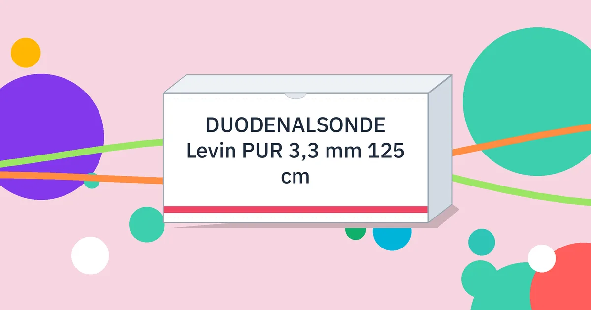 Symbolbild: Packung mit der Aufschrift DUODENALSONDE Levin PUR 3,3 mm 125 cm (PZN 00987673) – Verfügbarkeit und Bezug in Apotheken in Frankfurt am Main
