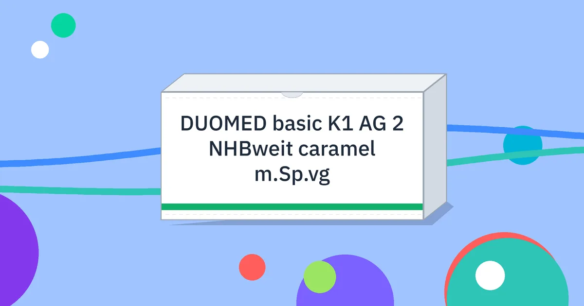 Symbolbild: Packung mit der Aufschrift DUOMED basic K1 AG 2 NHBweit caramel m.Sp.vg (PZN 20905654) – Verfügbarkeit und Bezug in Apotheken in Frankfurt am Main