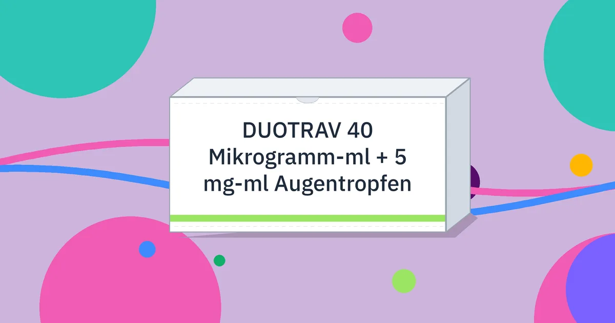 Symbolbild: Packung mit der Aufschrift DUOTRAV 40 Mikrogramm-ml + 5 mg-ml Augentropfen (PZN 16700900) – Verfügbarkeit und Bezug in Apotheken in Frankfurt am Main