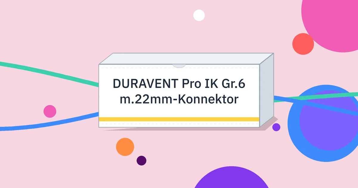 Symbolbild: Packung mit der Aufschrift DURAVENT Pro IK Gr.6 m.22mm-Konnektor (PZN 19243946) – Verfügbarkeit und Bezug in Apotheken in Frankfurt am Main