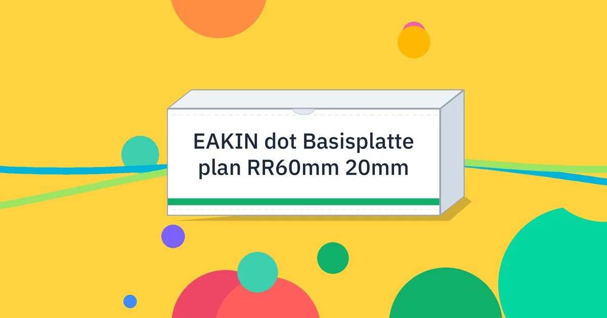 Symbolbild: Packung mit der Aufschrift EAKIN dot Basisplatte plan RR60mm 20mm (PZN 11870477) – Verfügbarkeit und Bezug in Apotheken in Frankfurt am Main