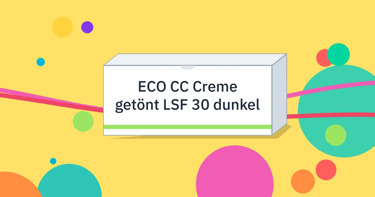 Symbolbild: Packung mit der Aufschrift ECO CC Creme getönt LSF 30 dunkel (PZN 15560325) – Verfügbarkeit und Bezug in Apotheken in Frankfurt am Main