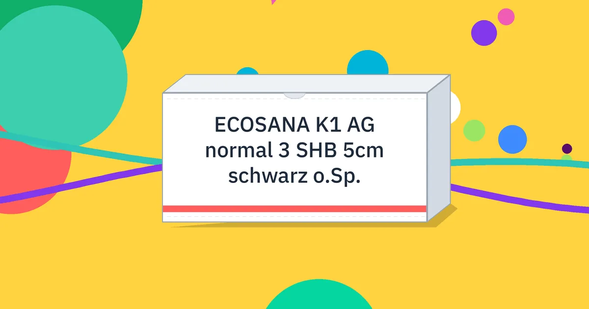 Symbolbild: Packung mit der Aufschrift ECOSANA K1 AG normal 3 SHB 5cm schwarz o.Sp. (PZN 04727153) – Verfügbarkeit und Bezug in Apotheken in Frankfurt am Main