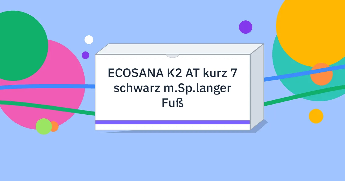 Symbolbild: Packung mit der Aufschrift ECOSANA K2 AT kurz 7 schwarz m.Sp.langer Fuß (PZN 10954516) – Verfügbarkeit und Bezug in Apotheken in Frankfurt am Main