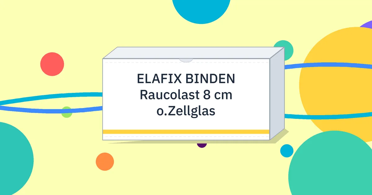 Symbolbild: Packung mit der Aufschrift ELAFIX BINDEN Raucolast 8 cm o.Zellglas (PZN 03807683) – Verfügbarkeit und Bezug in Apotheken in Frankfurt am Main