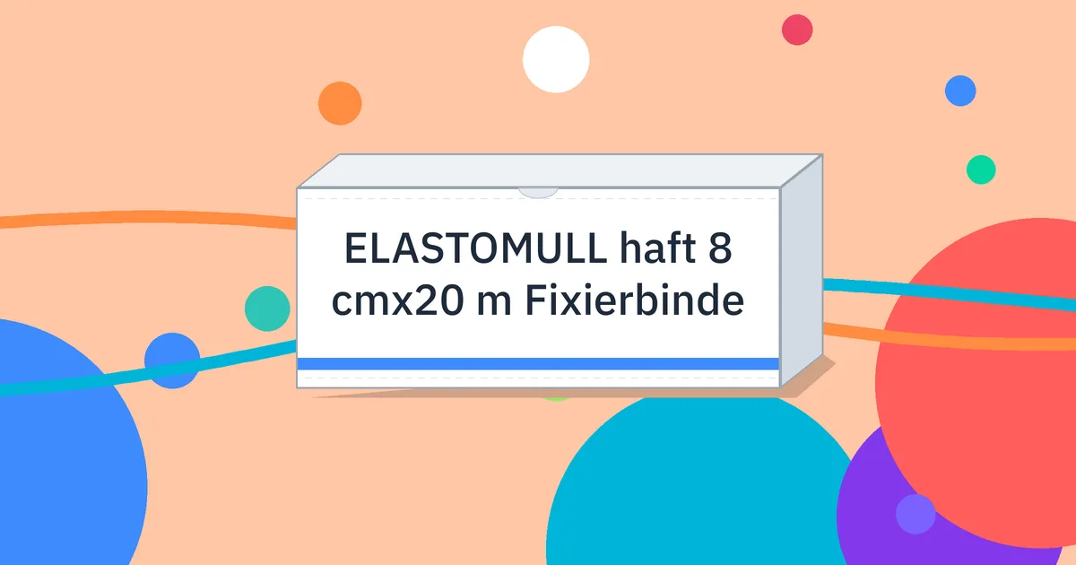 Symbolbild: Packung mit der Aufschrift ELASTOMULL haft 8 cmx20 m Fixierbinde (PZN 18395097) – Verfügbarkeit und Bezug in Apotheken in Frankfurt am Main