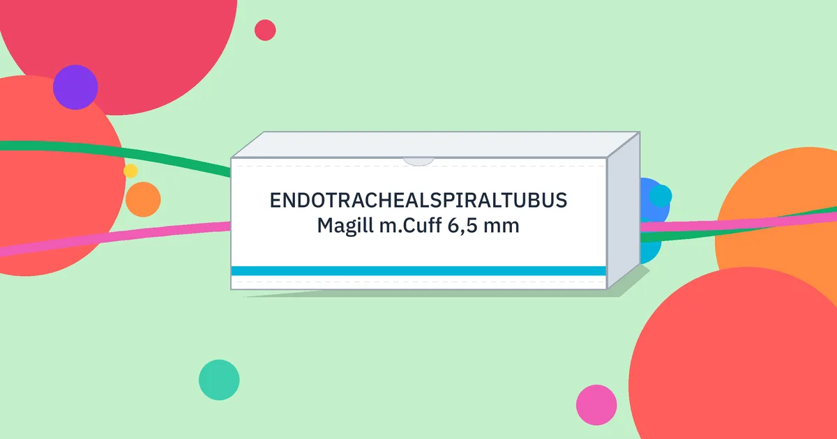 Symbolbild: Packung mit der Aufschrift ENDOTRACHEALSPIRALTUBUS Magill m.Cuff 6,5 mm (PZN 06497272) – Verfügbarkeit und Bezug in Apotheken in Frankfurt am Main