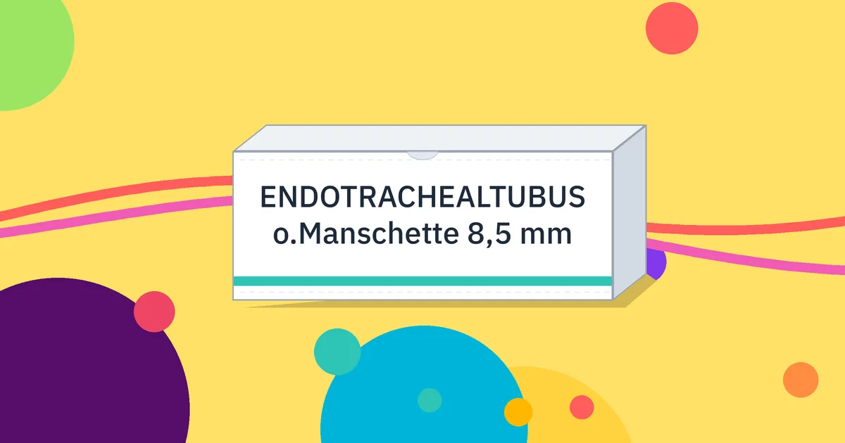 Symbolbild: Packung mit der Aufschrift ENDOTRACHEALTUBUS o.Manschette 8,5 mm (PZN 08887296) – Verfügbarkeit und Bezug in Apotheken in Frankfurt am Main
