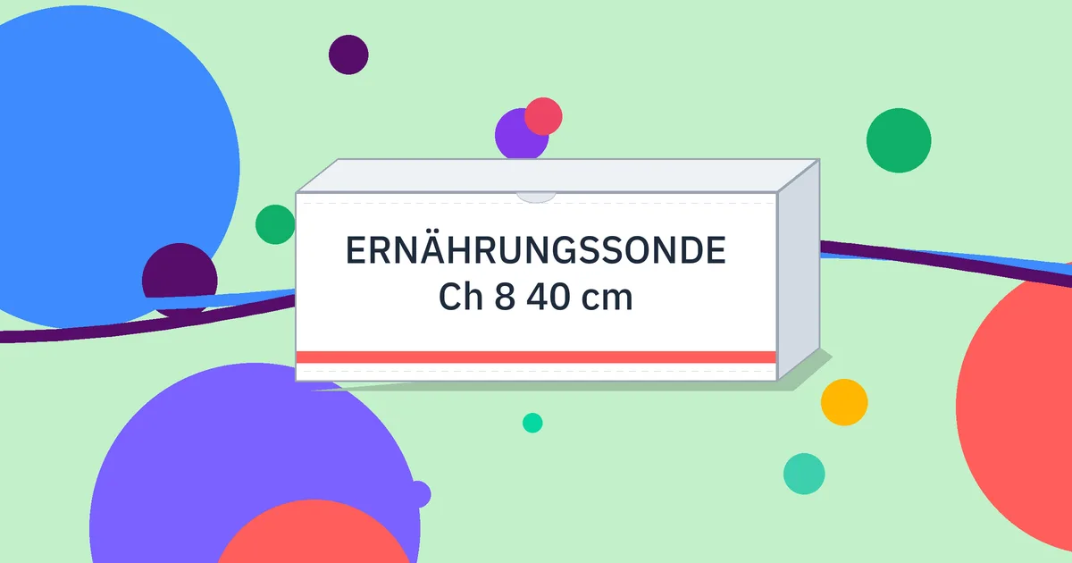Symbolbild: Packung mit der Aufschrift ERNÄHRUNGSSONDE Ch 8 40 cm (PZN 07487577) – Verfügbarkeit und Bezug in Apotheken in Frankfurt am Main