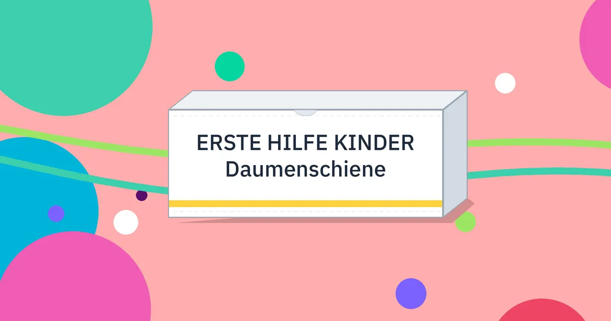 Symbolbild: Packung mit der Aufschrift ERSTE HILFE KINDER Daumenschiene (PZN 02036120) – Verfügbarkeit und Bezug in Apotheken in Frankfurt am Main