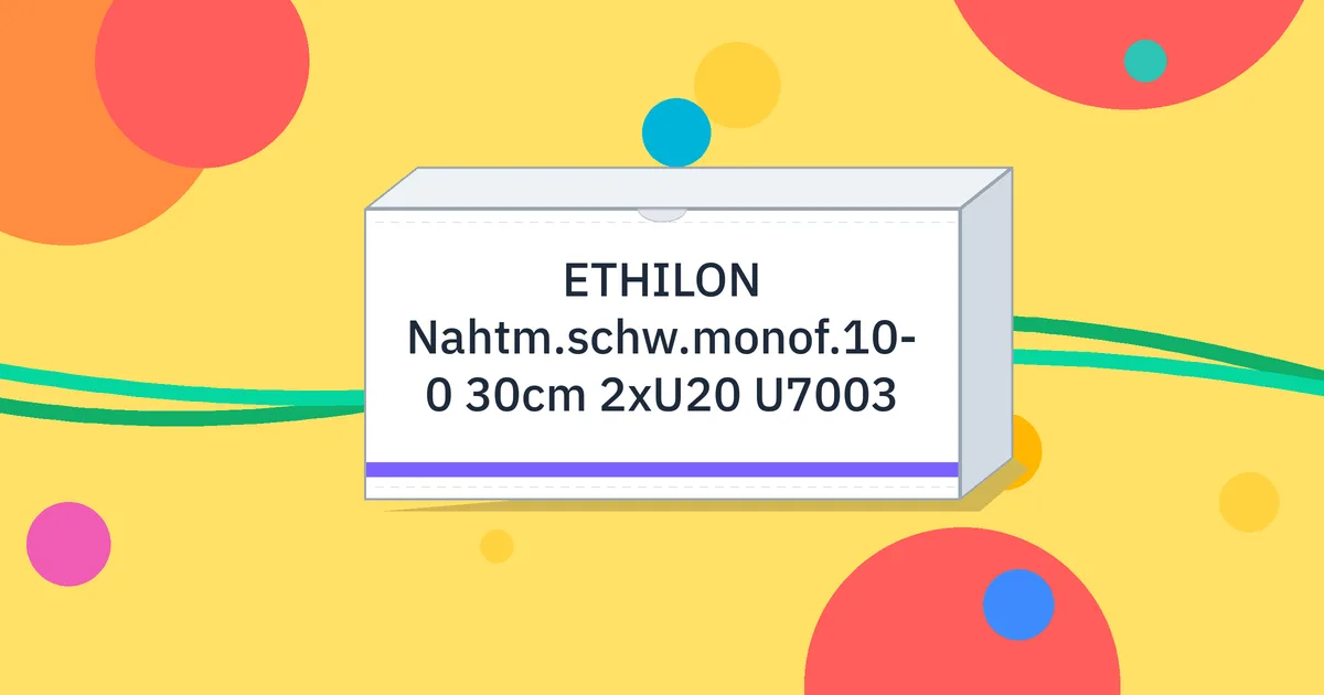 Symbolbild: Packung mit der Aufschrift ETHILON Nahtm.schw.monof.10-0 30cm 2xU20 U7003 (PZN 20924108) – Verfügbarkeit und Bezug in Apotheken in Frankfurt am Main