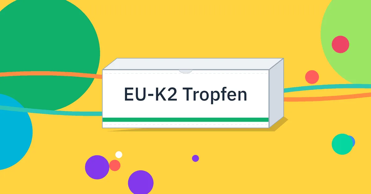 Symbolbild: Packung mit der Aufschrift EU-K2 Tropfen (PZN 11000144) – Verfügbarkeit und Bezug in Apotheken in Frankfurt am Main