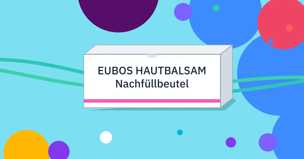 Symbolbild: Packung mit der Aufschrift EUBOS HAUTBALSAM Nachfüllbeutel (PZN 08652771) – Verfügbarkeit und Bezug in Apotheken in Frankfurt am Main