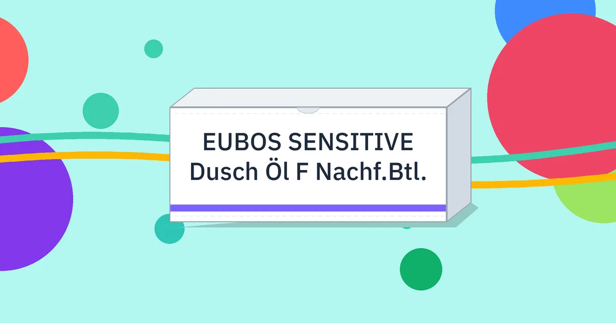 Symbolbild: Packung mit der Aufschrift EUBOS SENSITIVE Dusch Öl F Nachf.Btl. (PZN 08652765) – Verfügbarkeit und Bezug in Apotheken in Frankfurt am Main