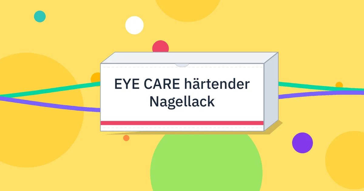 Symbolbild: Packung mit der Aufschrift EYE CARE härtender Nagellack (PZN 16955043) – Verfügbarkeit und Bezug in Apotheken in Frankfurt am Main