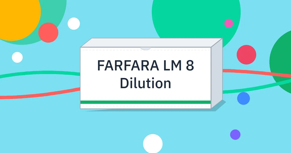 Symbolbild: Packung mit der Aufschrift FARFARA LM 8 Dilution (PZN 13487357) – Verfügbarkeit und Bezug in Apotheken in Frankfurt am Main