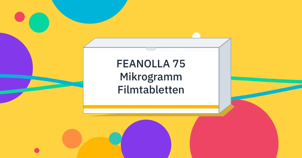 Symbolbild: Packung mit der Aufschrift FEANOLLA 75 Mikrogramm Filmtabletten (PZN 03080873) – Verfügbarkeit und Bezug in Apotheken in Frankfurt am Main