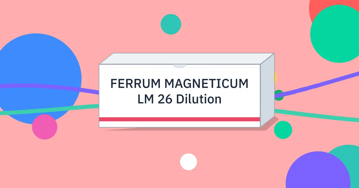 Symbolbild: Packung mit der Aufschrift FERRUM MAGNETICUM LM 26 Dilution (PZN 12850028) – Verfügbarkeit und Bezug in Apotheken in Frankfurt am Main