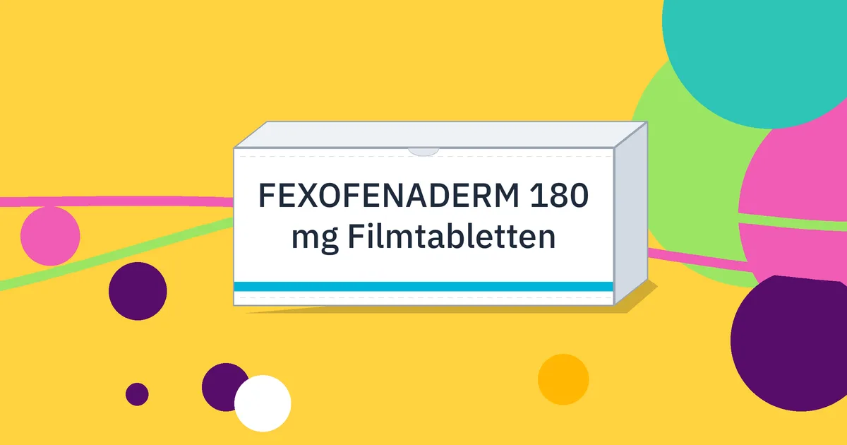 Symbolbild: Packung mit der Aufschrift FEXOFENADERM 180 mg Filmtabletten (PZN 08844163) – Verfügbarkeit und Bezug in Apotheken in Frankfurt am Main