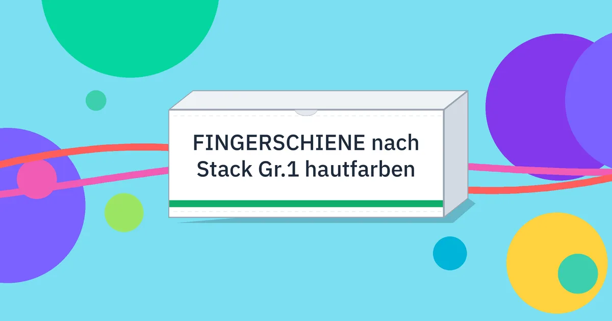Symbolbild: Packung mit der Aufschrift FINGERSCHIENE nach Stack Gr.1 hautfarben (PZN 20401391) – Verfügbarkeit und Bezug in Apotheken in Frankfurt am Main