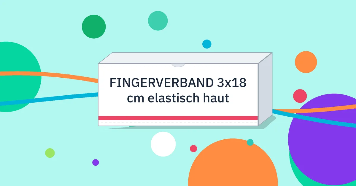 Symbolbild: Packung mit der Aufschrift FINGERVERBAND 3x18 cm elastisch haut (PZN 07624206) – Verfügbarkeit und Bezug in Apotheken in Frankfurt am Main