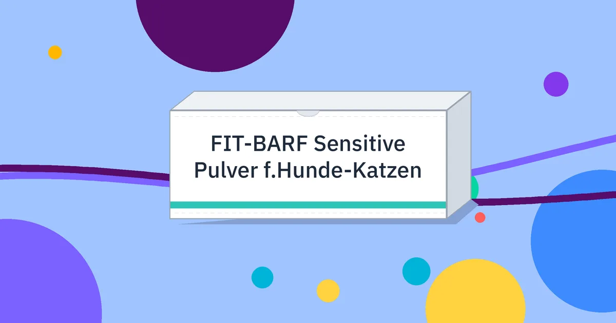 Symbolbild: Packung mit der Aufschrift FIT-BARF Sensitive Pulver f.Hunde-Katzen (PZN 09721244) – Verfügbarkeit und Bezug in Apotheken in Frankfurt am Main