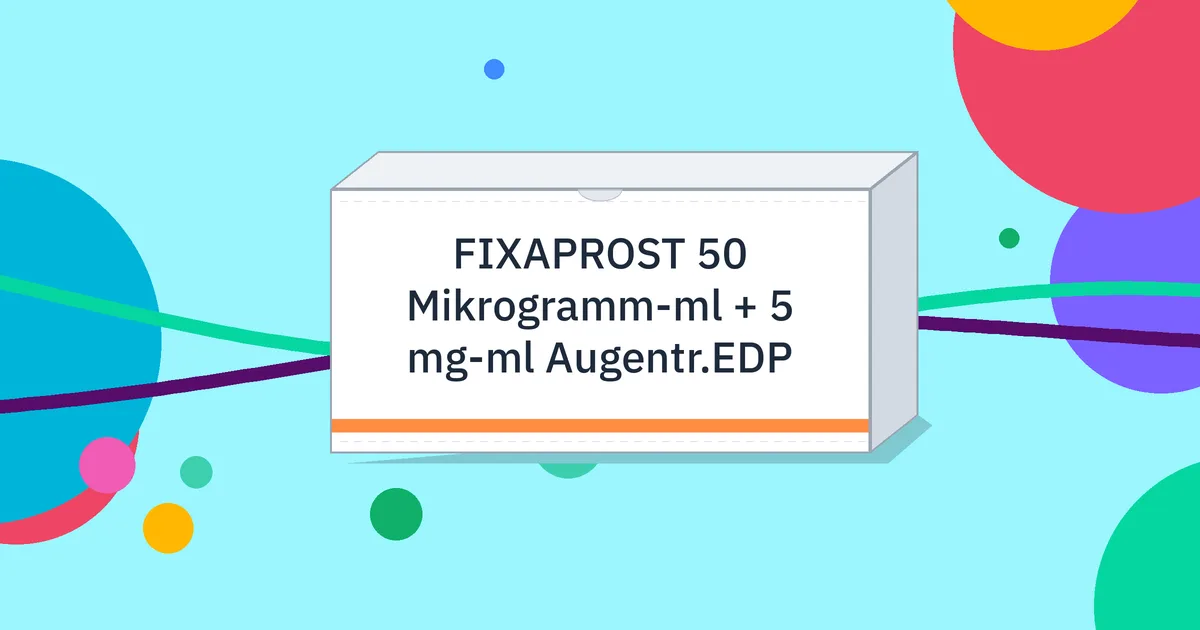 Symbolbild: Packung mit der Aufschrift FIXAPROST 50 Mikrogramm-ml + 5 mg-ml Augentr.EDP (PZN 18361572) – Verfügbarkeit und Bezug in Apotheken in Frankfurt am Main