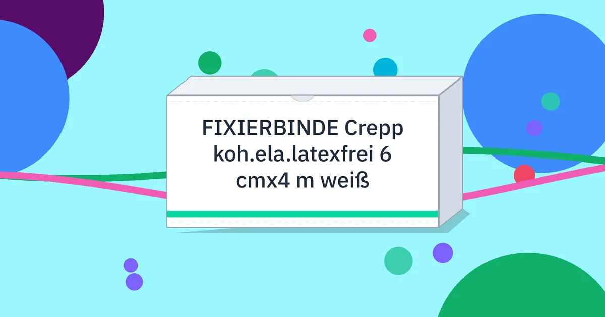 Symbolbild: Packung mit der Aufschrift FIXIERBINDE Crepp koh.ela.latexfrei 6 cmx4 m weiß (PZN 12397793) – Verfügbarkeit und Bezug in Apotheken in Frankfurt am Main