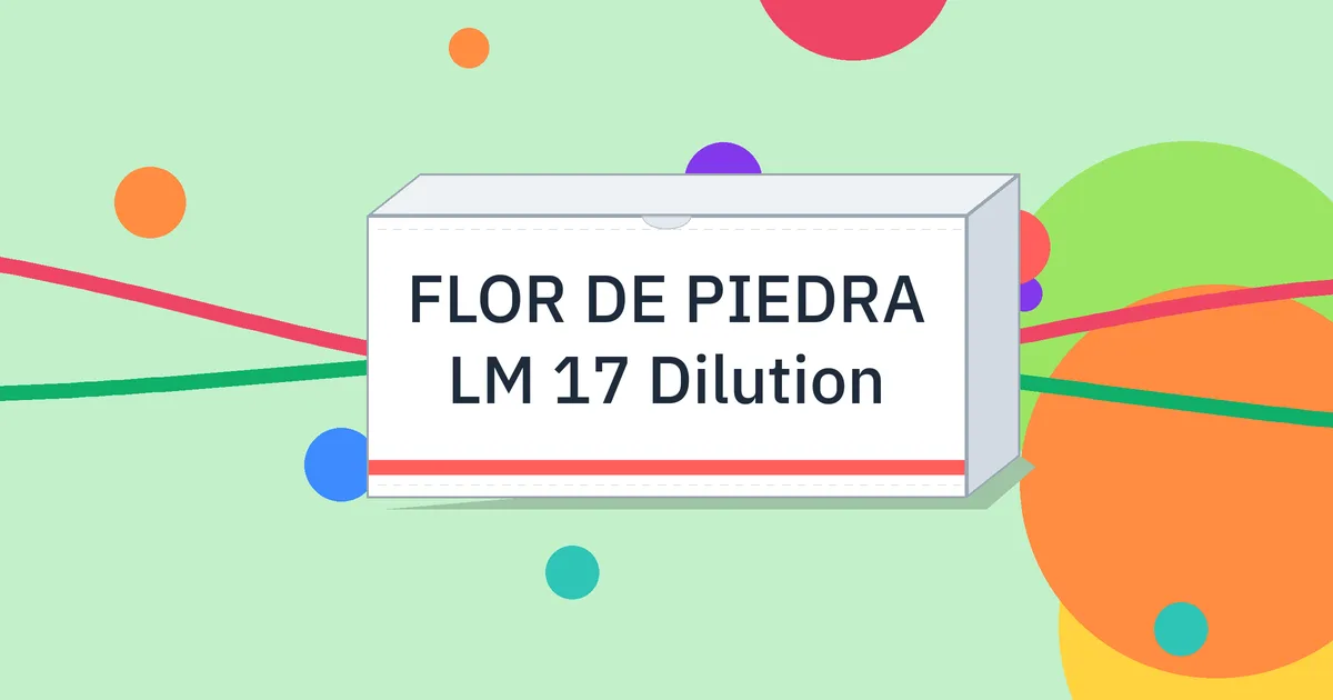 Symbolbild: Packung mit der Aufschrift FLOR DE PIEDRA LM 17 Dilution (PZN 13489333) – Verfügbarkeit und Bezug in Apotheken in Frankfurt am Main