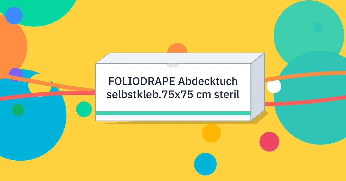 Symbolbild: Packung mit der Aufschrift FOLIODRAPE Abdecktuch selbstkleb.75x75 cm steril (PZN 06892643) – Verfügbarkeit und Bezug in Apotheken in Frankfurt am Main